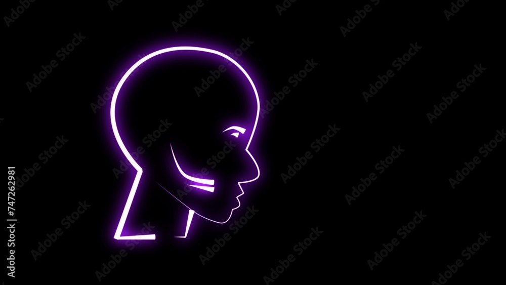 Human neon head icon. Concepts of human anatomy and science. Human head ...