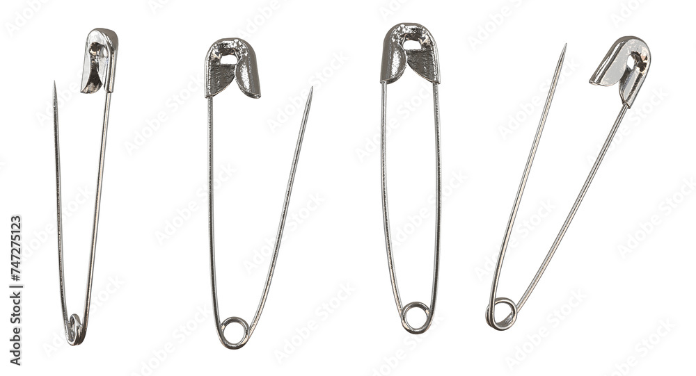 Poster Foto Metal safety pin or A safety pin isolated on transparency background POSMGUYS Koop op EuroPosters