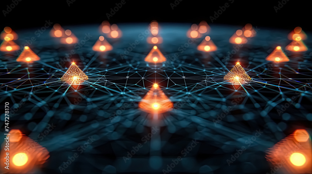 A network of interconnected AI nodes, buzzing with activity and ...