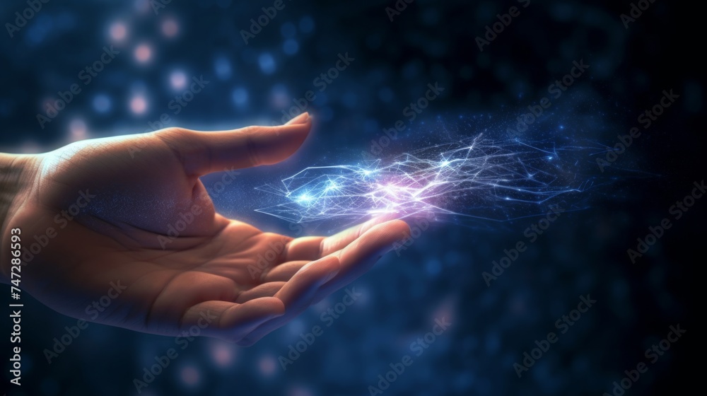 Open Hand with Cosmic Energy, Symbolizing Concepts of Power, Creation ...