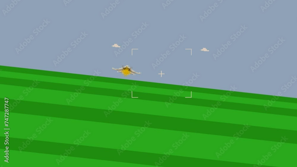 Vidéo Stock Animation of an 8-bit style game of a warplane shooting at ...