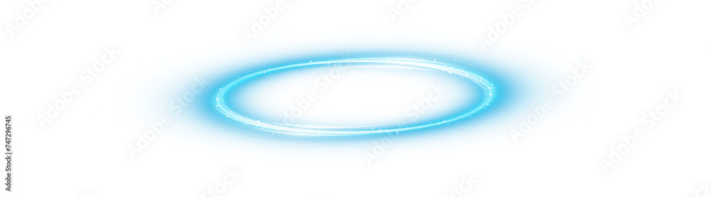 Three dimensional shiny blue nimbus. Blue halo angel ring. Light ...
