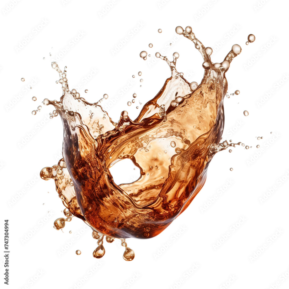 Dynamic craft soda splash isolated on a transparent background ...