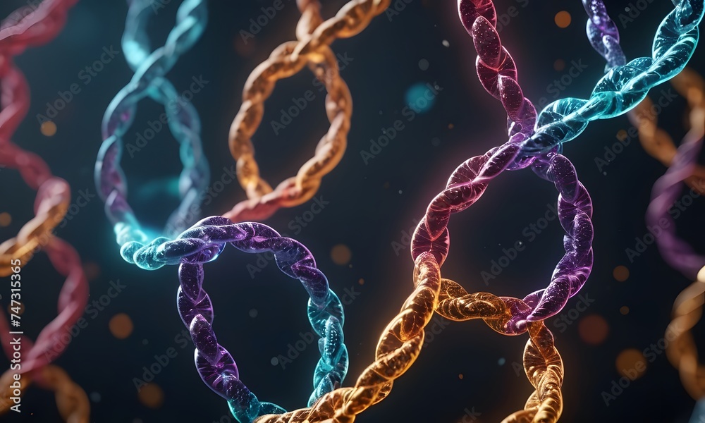 Colorful interlocking chains symbolize connections and strength. The ...