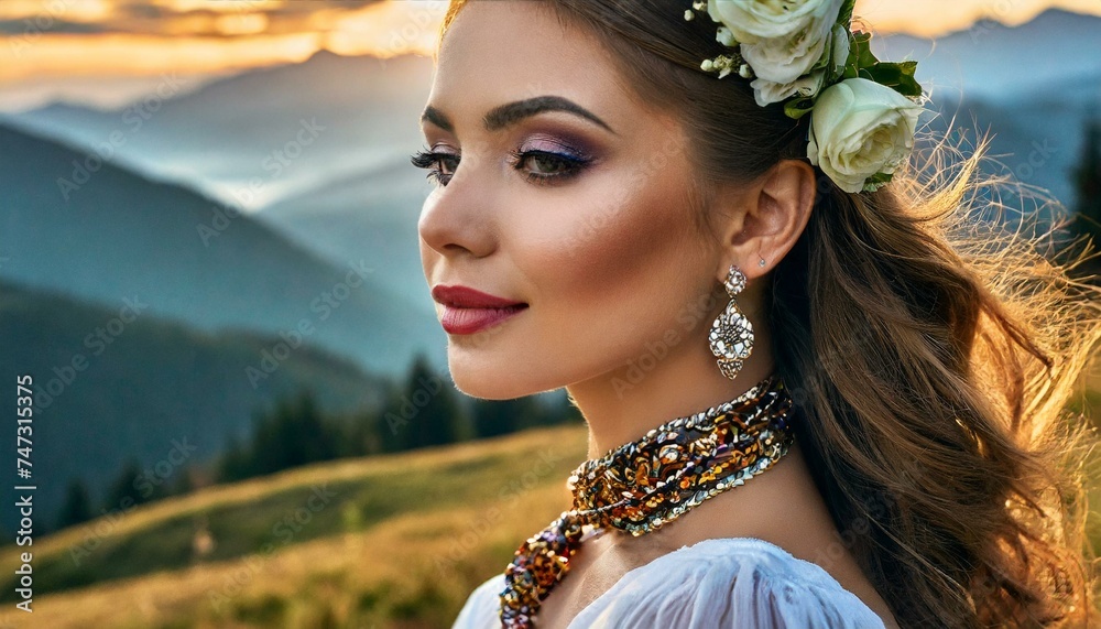 Beautiful women with necklace and earrings . The main inspirations for ...