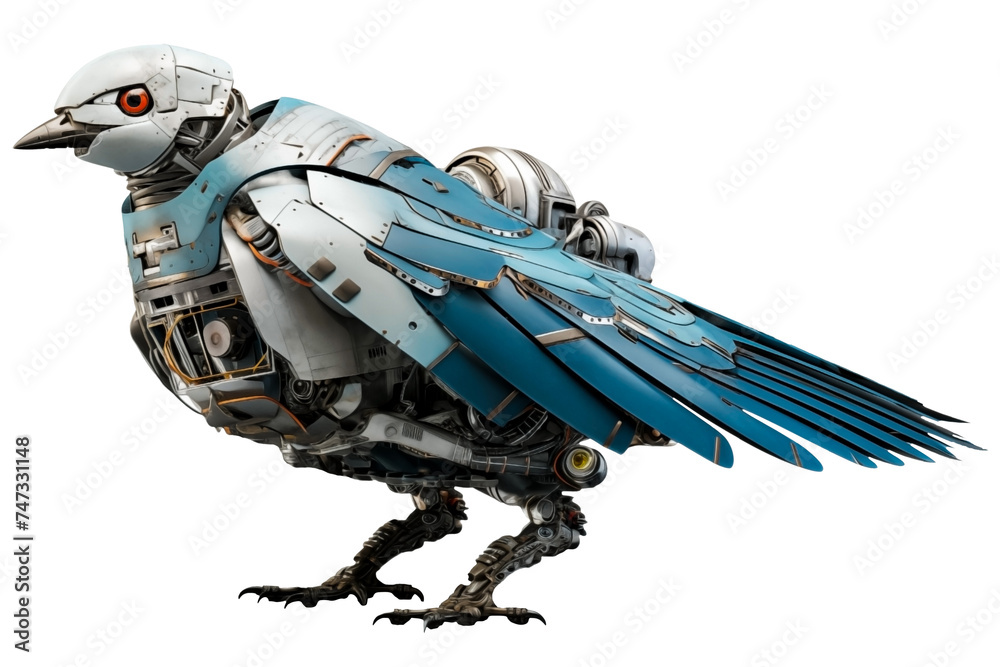Realistic mechanical cyber bird Robotic pigeon PNG isolated on a white ...