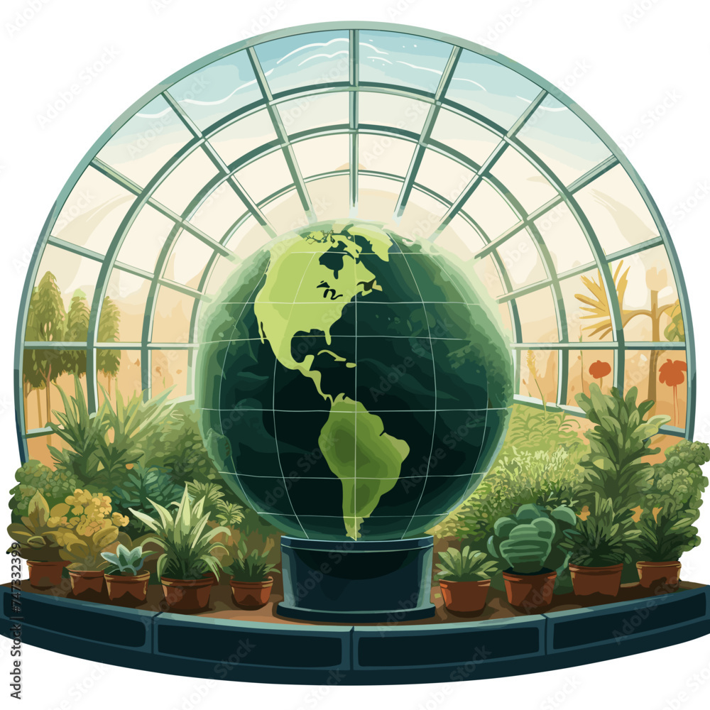 Erde im Gewächshaus Treibhauseffekt Illustration Vektor isoliert ...