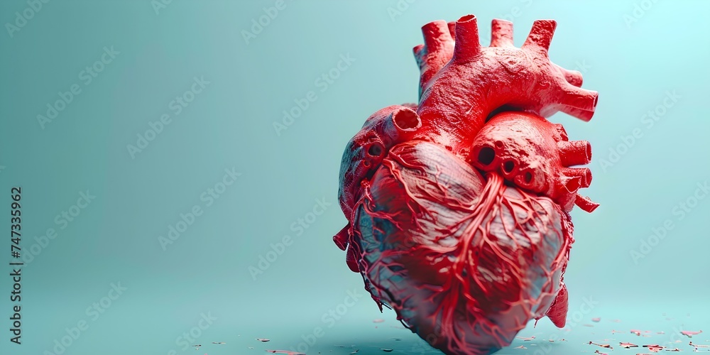 In-depth D model of a human heart illustrating the cardiovascular ...