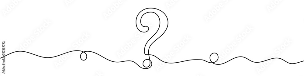 Continuous editable drawing of question mark. Question mark in one line ...