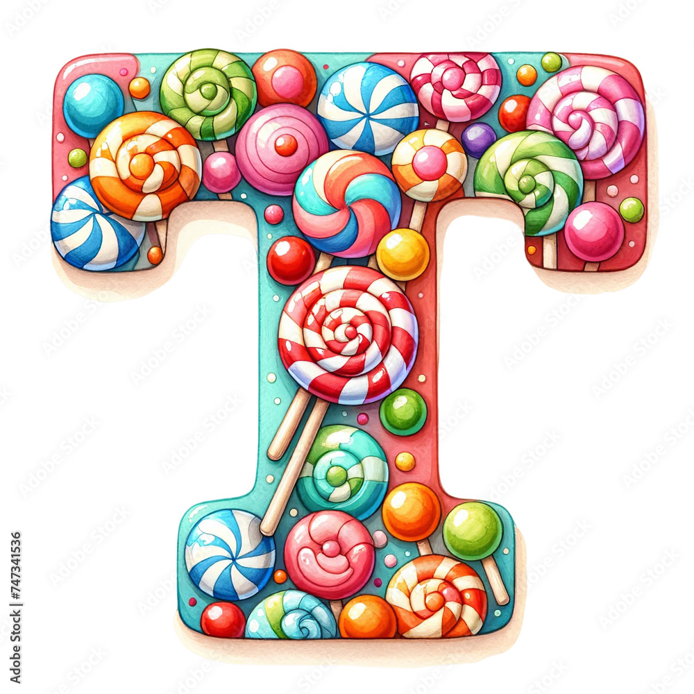 Candyland Delight and lollipop Alphabet and number T Stock Illustration ...