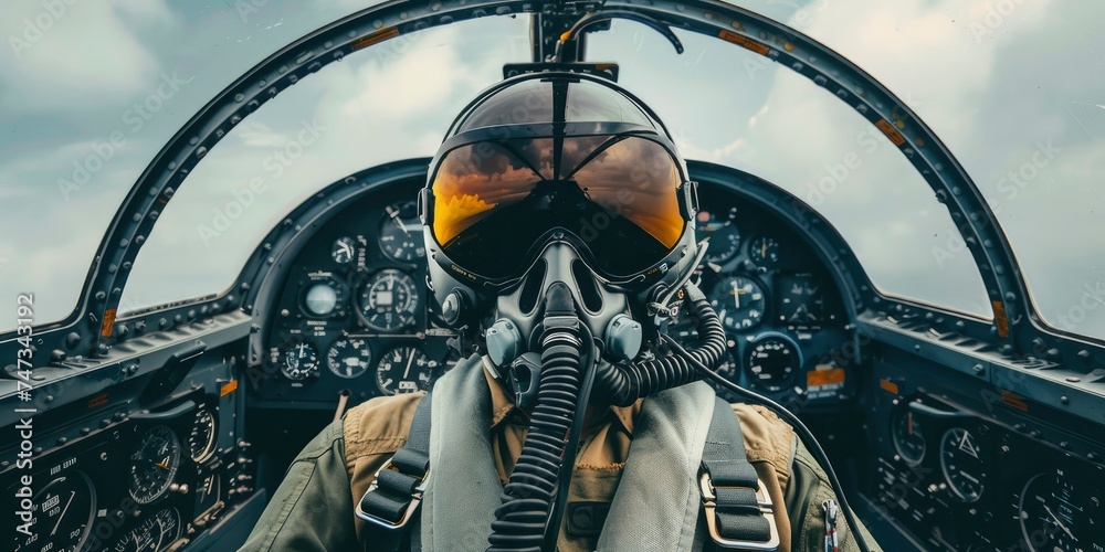 ภาพประกอบสต็อก In the Cockpit, Photo of a Fighter Pilot Captured in the ...