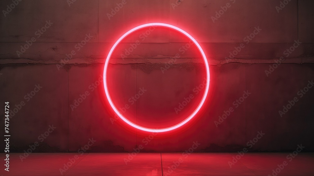 Neon sign of circle frame for template and layout on the wall ...