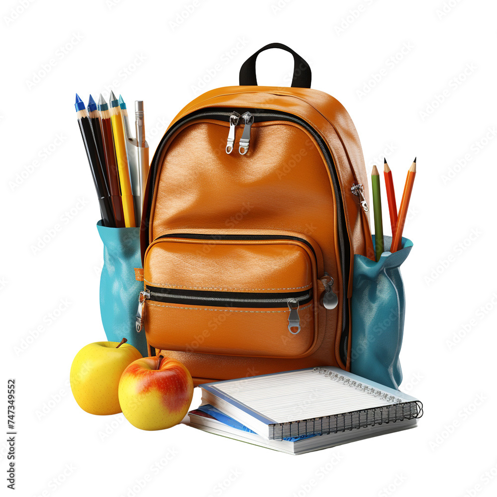 School bag supplies stationary on transparent background PNG image ...