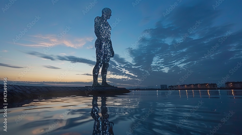 Molecule Man towering over the water a symbol of unity and connection ...