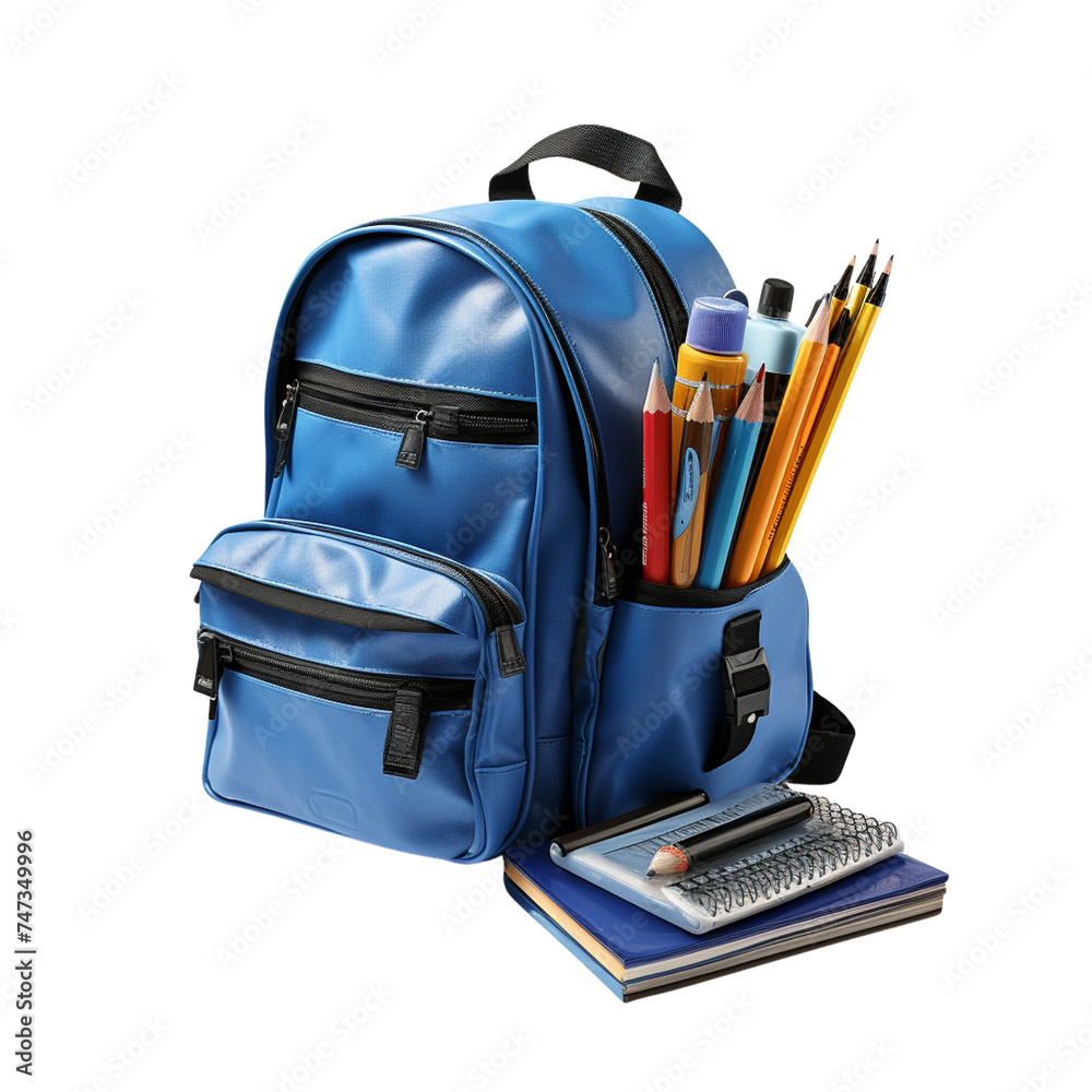 School bag supplies stationary on transparent background PNG image ...