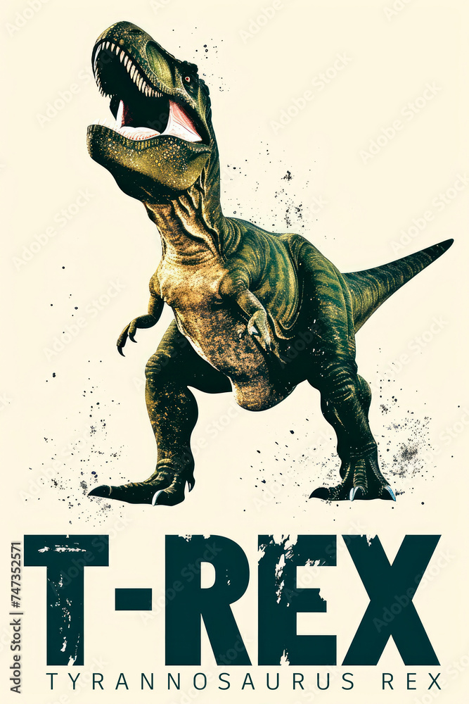 Jurassic Elegance: A Retro and Vintage T-Rex Minimal Poster, Embracing ...