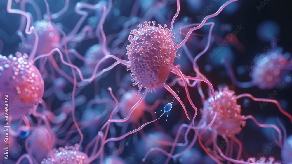 An artistic interpretation of cancer cells in a dynamic environment ...