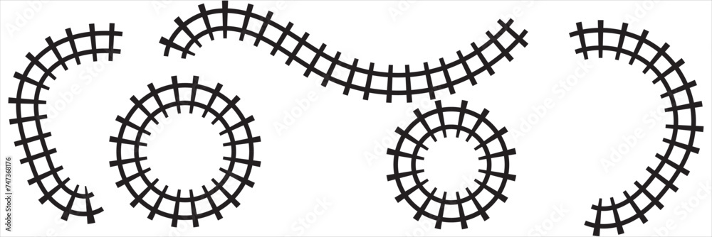Railway Line, Rails Symbol, Train Tracks Sign, Railroad Pictogram ...