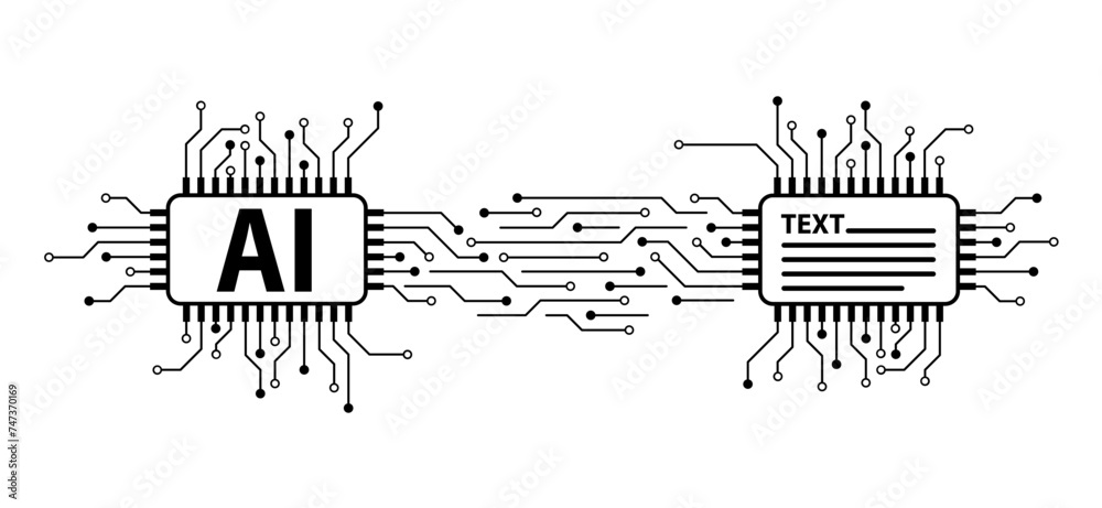 AI text generator. Artificial intelligence AI pictogram. Technology ...