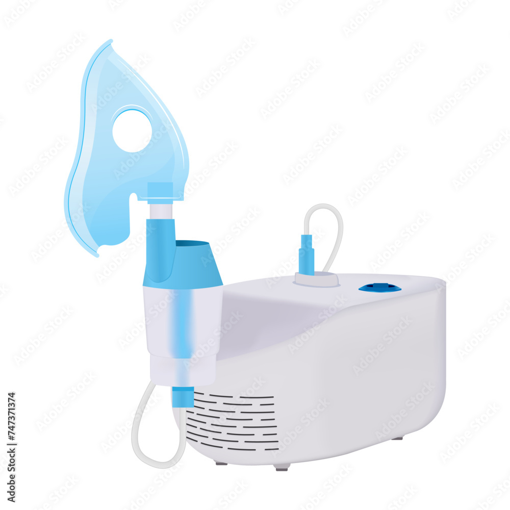 medical aerosol. Nebulizer mask for bronchitis. Compressor inhaler with ...