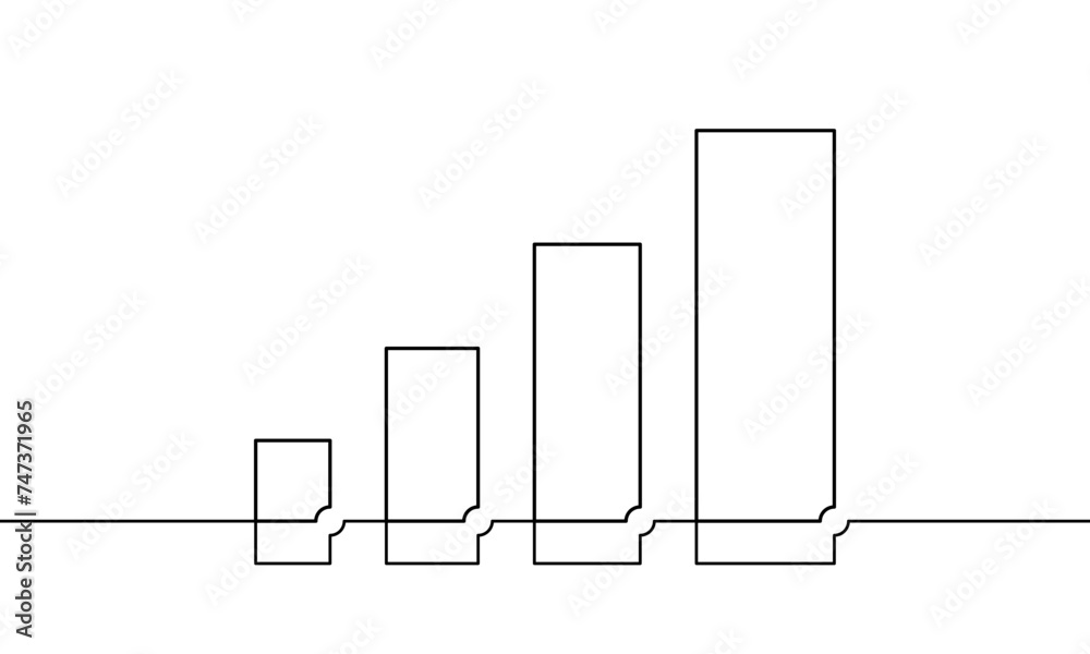 Continuous line drawing of graph. Illustration vector of arrow up ...