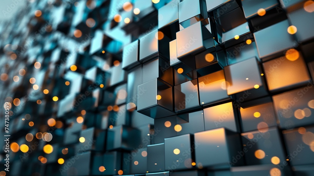 Metal block array abstract background, industrial design created with ...