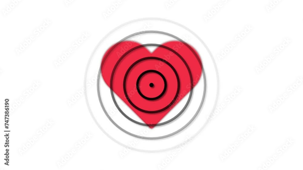 Vidéo Stock Heart animation with radio waves on white background. Red ...