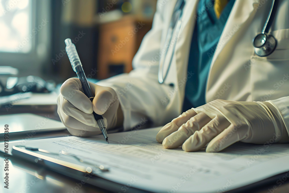 Healthcare Professional Filling Out Forms, A healthcare professional ...