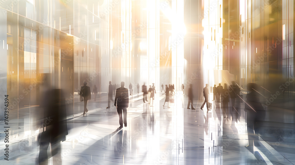 a sleek, modern office lobby, where architectural elegance meets the ...