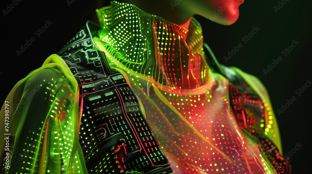 A mesh top with neon accents and circuit boardinspired patterns ...