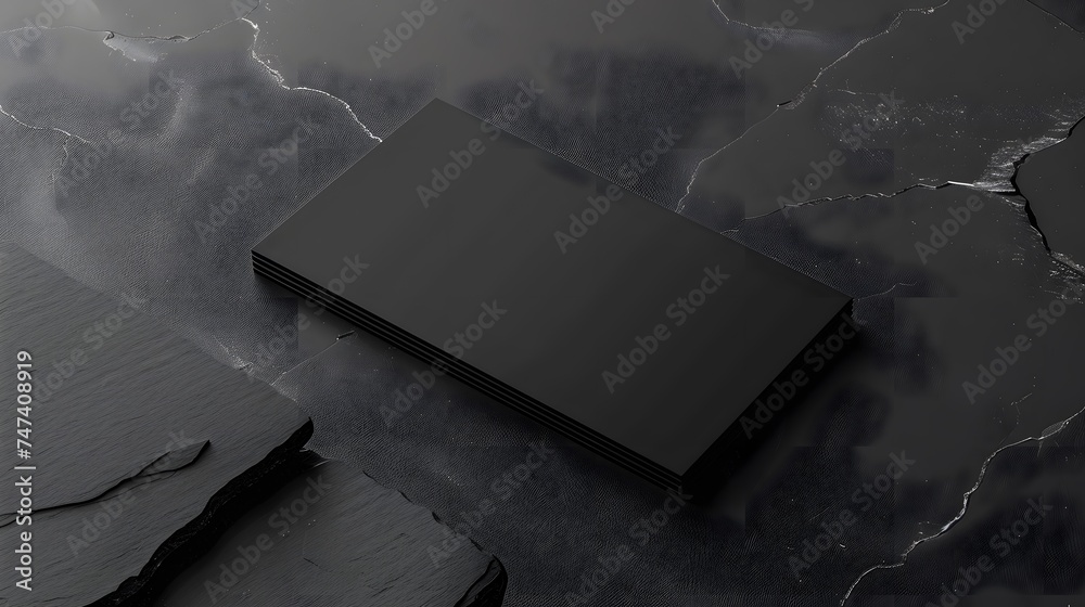 Blank black business card for mockup on black background textured. name ...