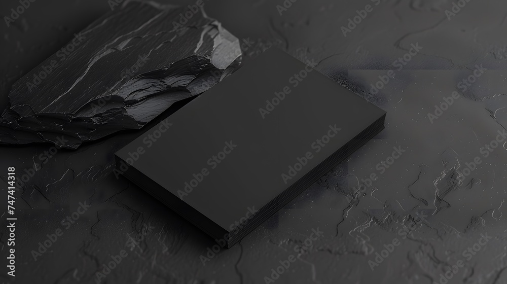 Blank black realistic business card for mockup on black background ...
