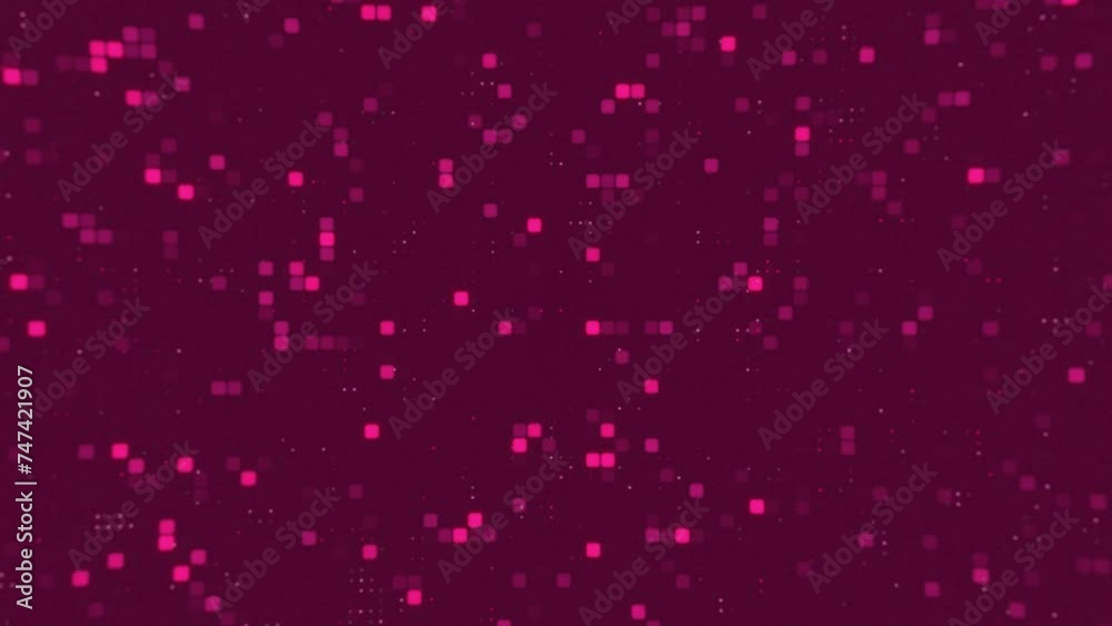 Abstract pixel art video background with animation of a pink square ...