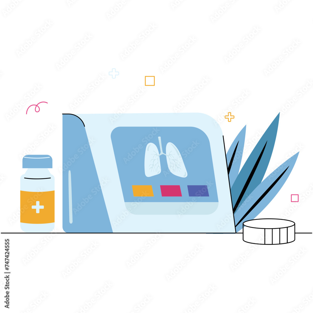 Lungs Checking World Tuberculosis Day 2D Illustrations Stock Vector ...