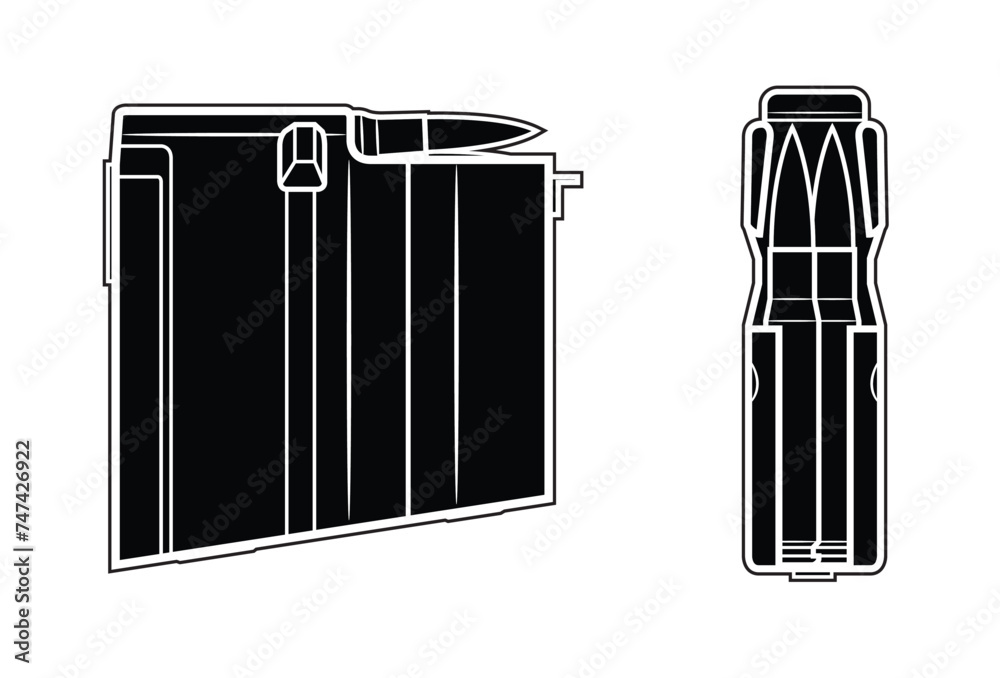 Vector illustration of the magazine for Barret M82 semi-automatic anti ...