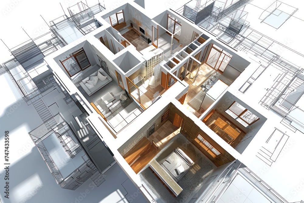 apartment model 3d plans floor plan of apartment, in the style of ...