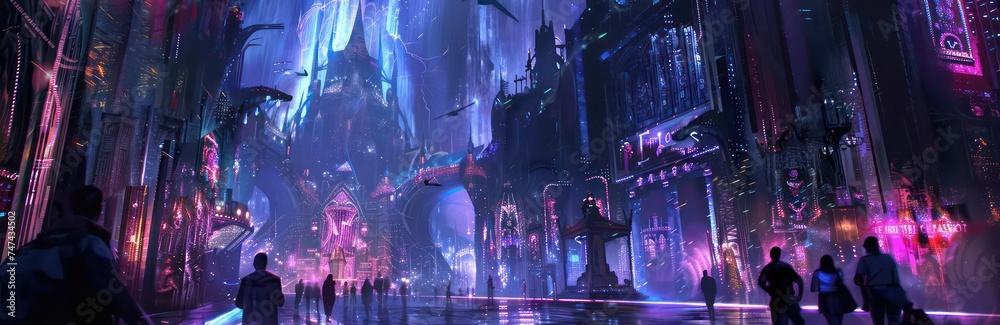 cinematic stage theater spectacular backdrops, lightning wave, dark ...