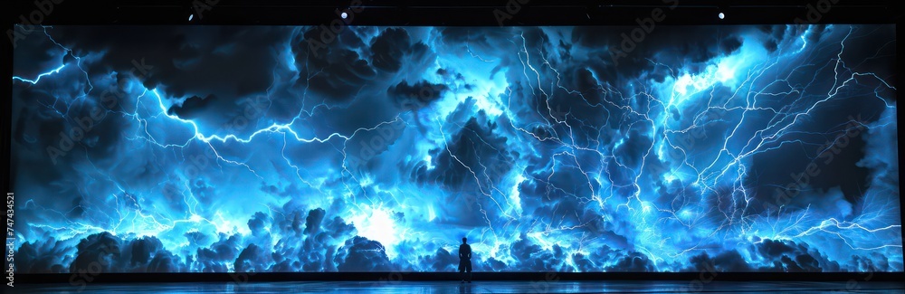 cinematic stage theater spectacular backdrops, lightning wave, dark ...