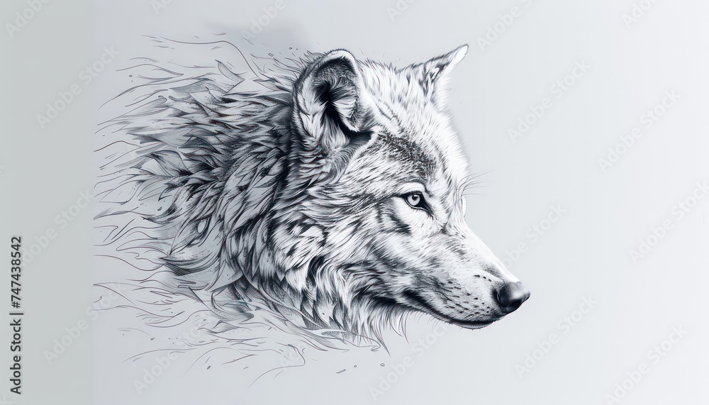 wolf head design on a white background vector illustration, primitive ...