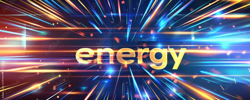 energy shiny blue abstract background with neon lights, speed lines ...