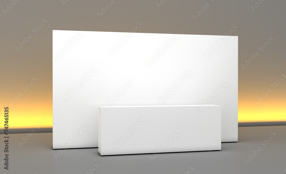 Welcome desk. Perspective view of a registration stand banners. Mockup ...