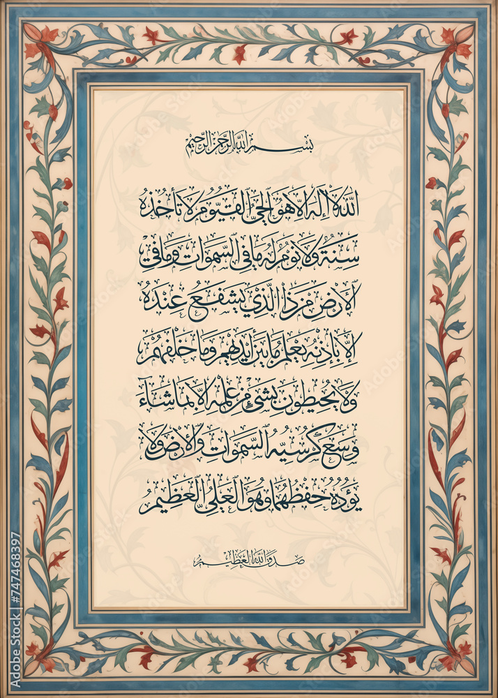Arabic Calligraphy Vector from verse 255 of chapter 2” Al-Baqarah ...