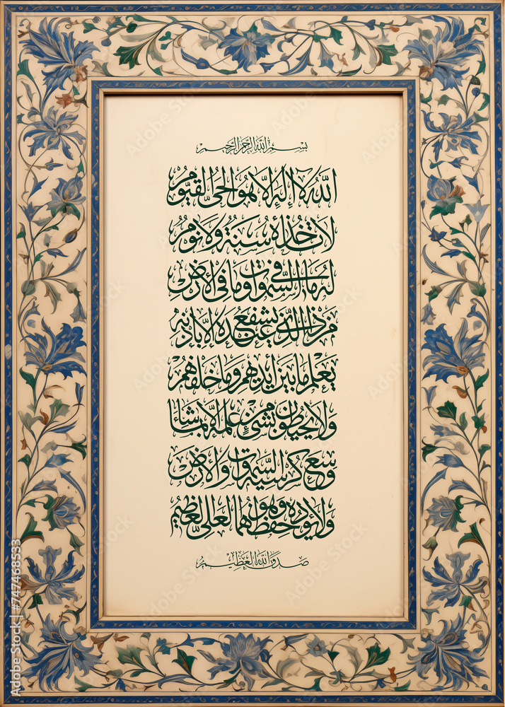 Arabic Calligraphy Vector from verse 255 of chapter 2” Al-Baqarah ...