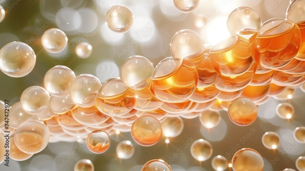 serum and vitamin drop on skin cell. serum through the skin layer and ...
