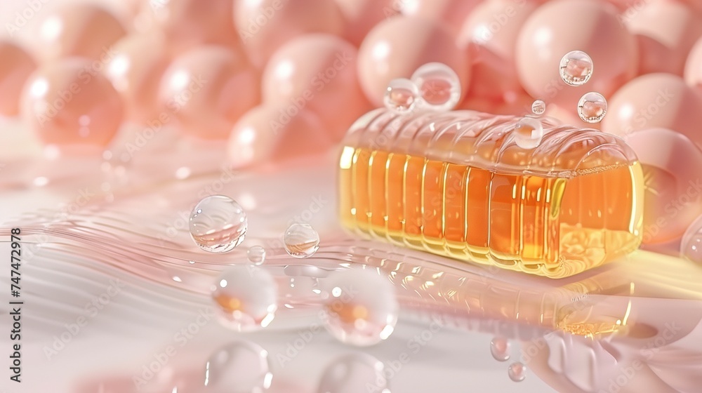 serum and vitamin drop on skin cell. serum through the skin layer and ...