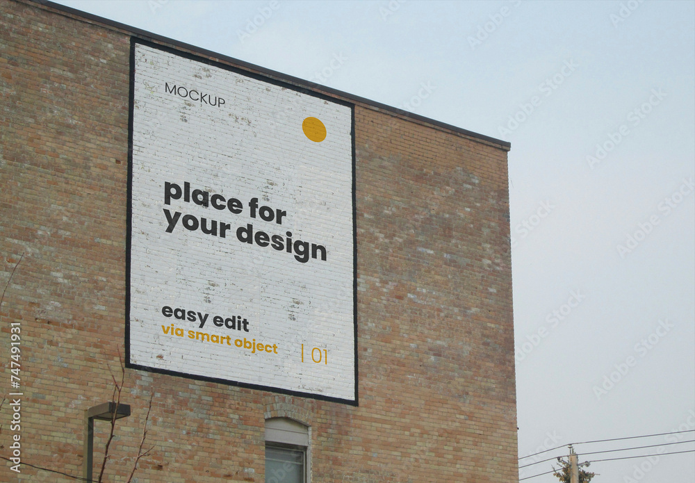 Sign on Building Mockup Stock Template | Adobe Stock