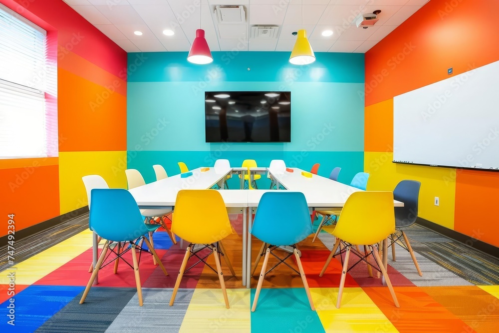 Colorful meeting room with creative and inclusive workspace design ...