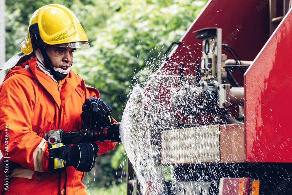 Firefighter Concept. Several firefighters go offensive for a fire ...