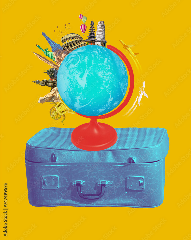 World religious and architecture monuments - collage or globe from ...