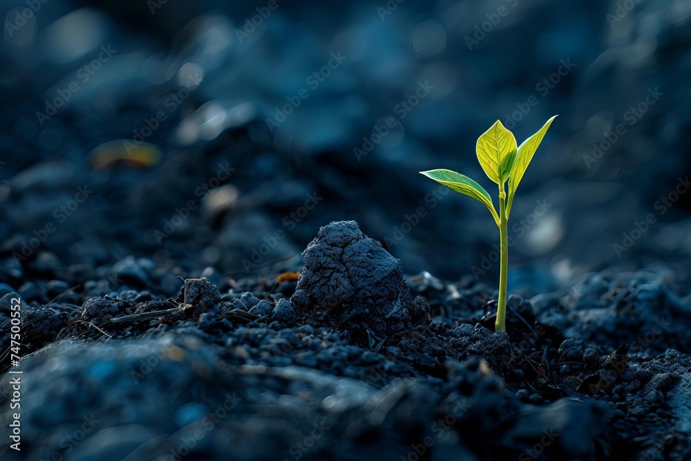 Sprouting seedling in fertile soil A symbol of growth and new ...